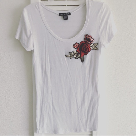 Tops | Rose Appliqu Tee | Poshmark